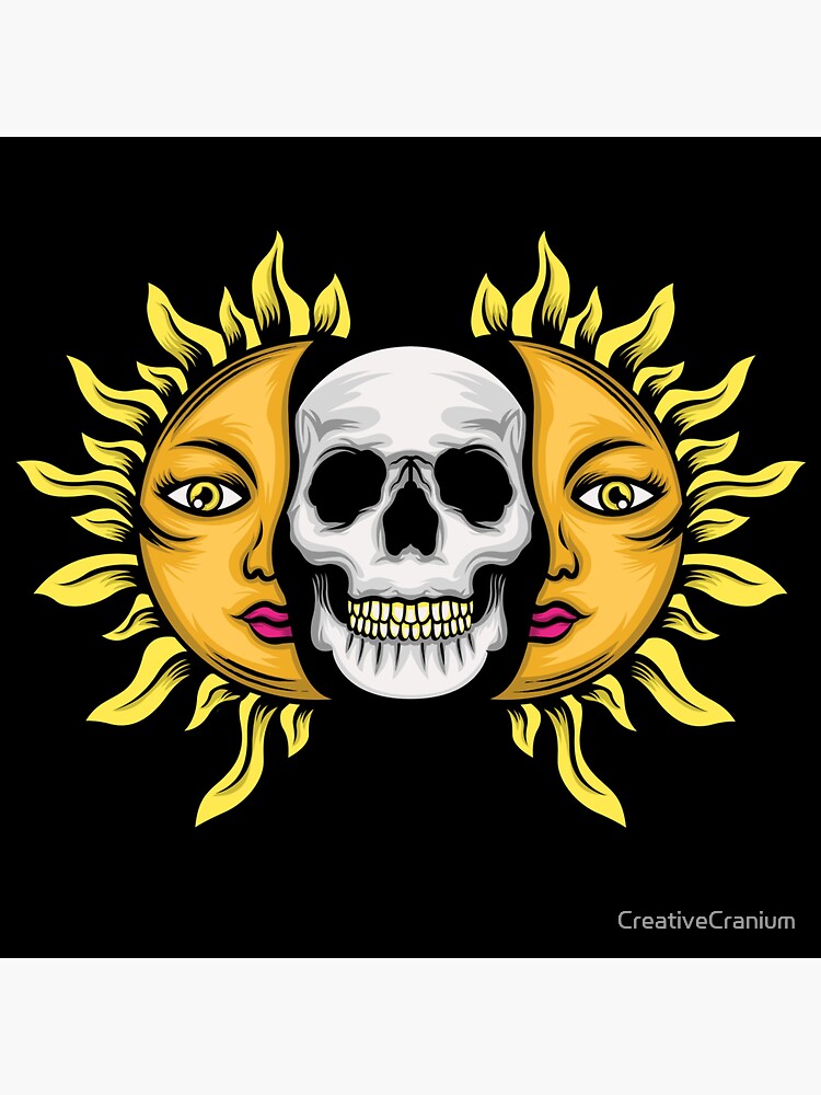 "Creepy Skull Inside The Sun With Black Background" Sticker for Sale by ...