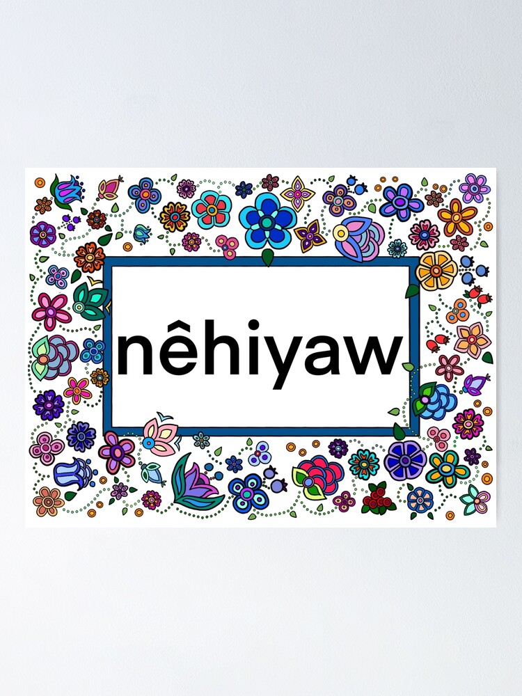 "Nehiyaw with beadwork inspired florals" Poster for Sale by konas ...