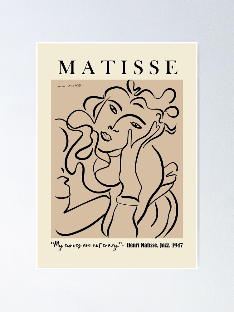 "Woman Portrait Exhibition Henri Matisse One Line Art Drawing" Poster ...
