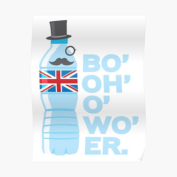 "Bottle of Water British Accent Union Jack Sophisticated Gentleman Bo ...