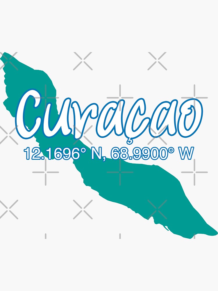 "Curacao Island Coordinates, Tourist Vacation" Sticker for Sale by ...