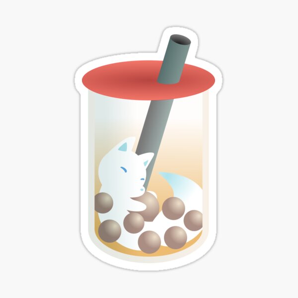 "Bubble Tea Fox (original flavour)" Sticker for Sale by PaddlePeach ...