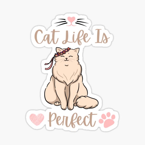 "Cat Life Is Perfect" Sticker for Sale by LunaticArtWork | Redbubble