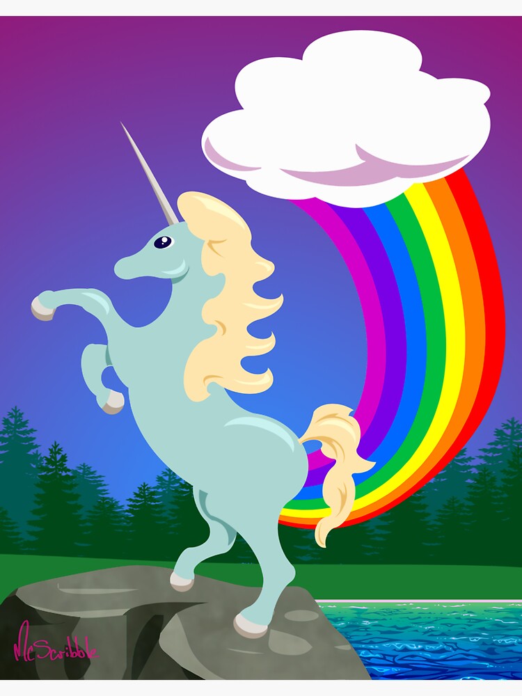 "Poof the Rainbow Unicorn" Sticker by McScribble | Redbubble