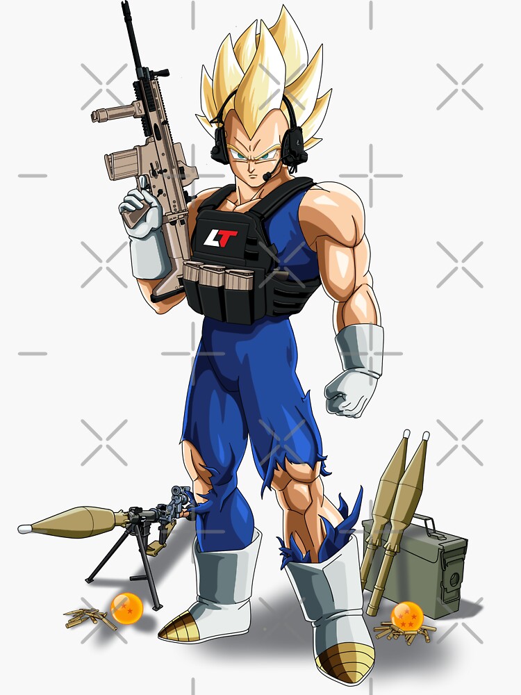 "Vegeta Rocking the FN SCAR " Sticker for Sale by LTTactical | Redbubble