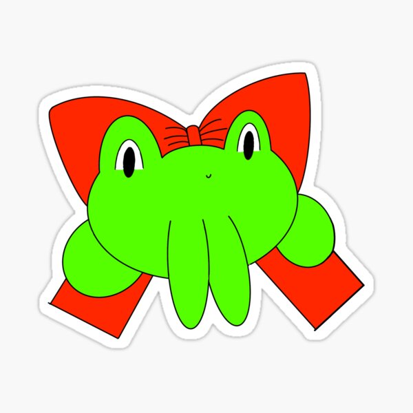 "Frog With Bow" Sticker for Sale by SuperTurtleco | Redbubble