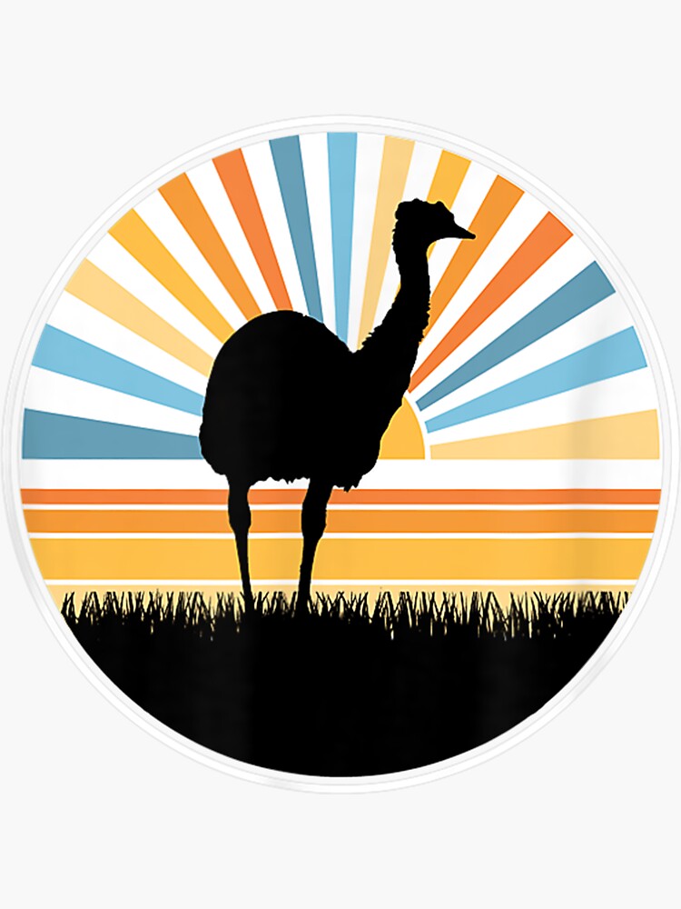 "Emu - Sunset Retro Animal Wildlife Zoo Bird " Sticker for Sale by ...