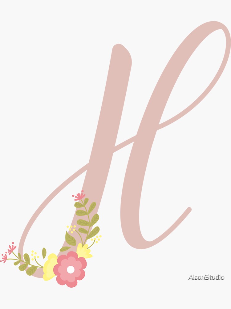 "Letter "H" Cursive- Light Pink" Sticker for Sale by AlsonStudio ...