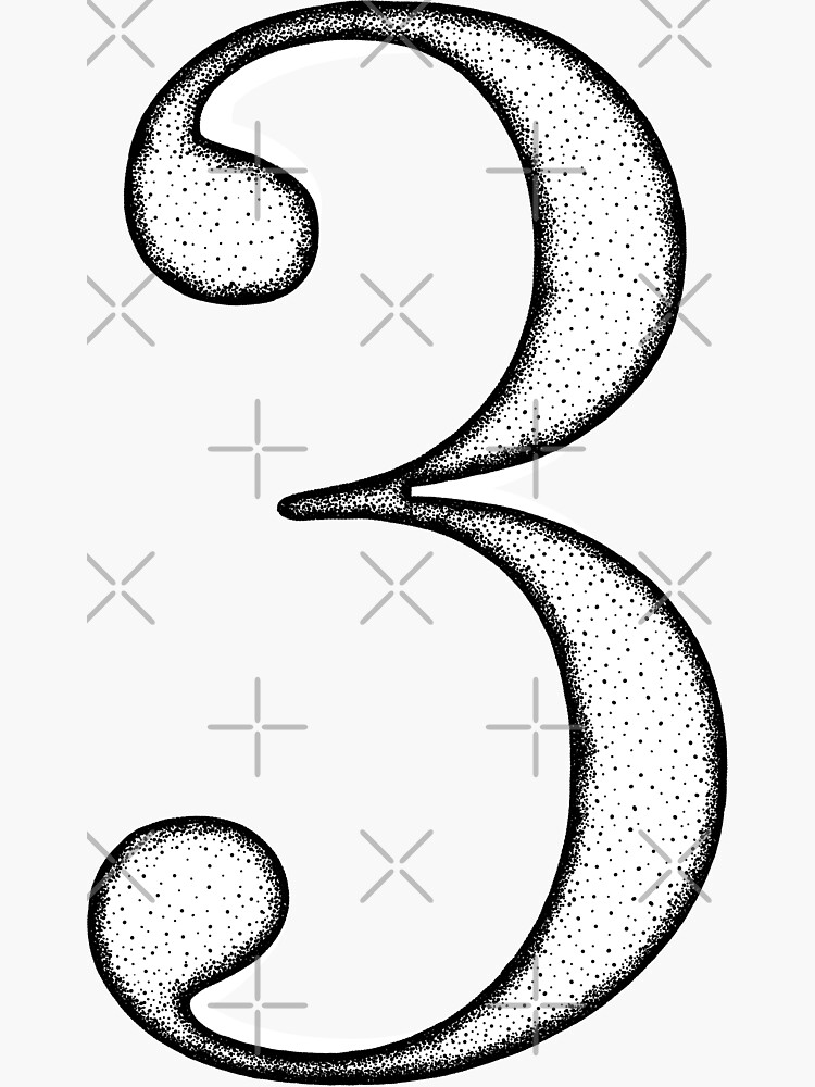 "Dotart/Dotwork illustration of Number 3" Sticker for Sale by ...