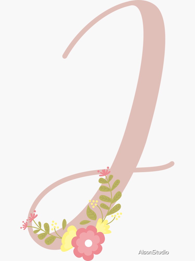 "Letter "J" Cursive- Light Pink" Sticker for Sale by AlsonStudio ...