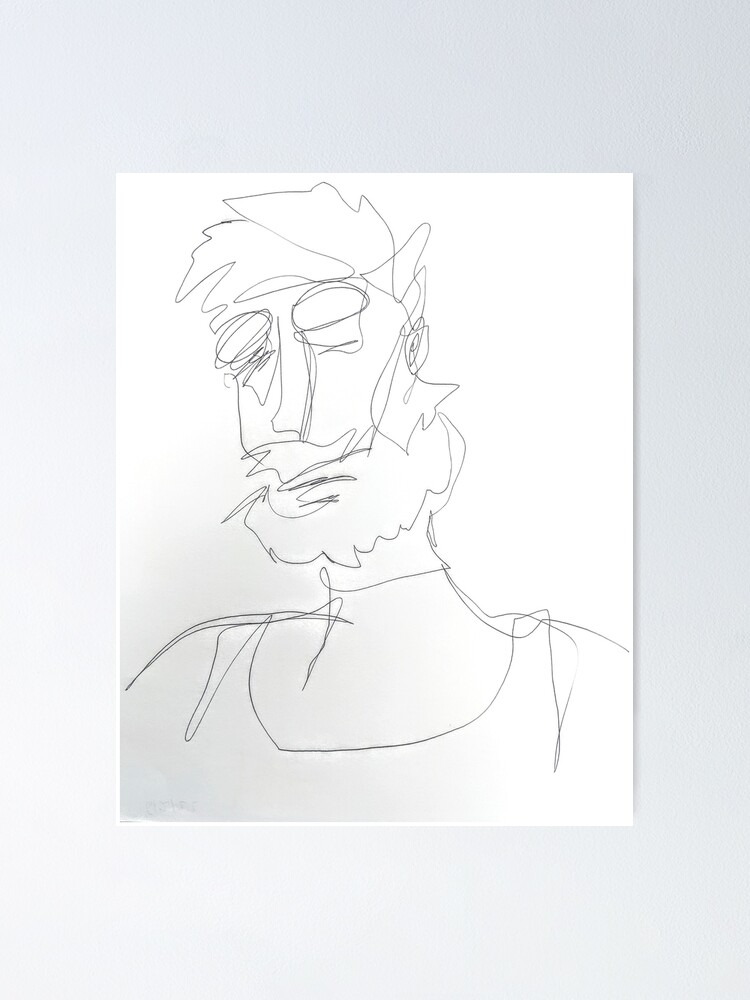 "Continuous Line Drawing - Guy Freaking Out" Poster for Sale by arfff ...