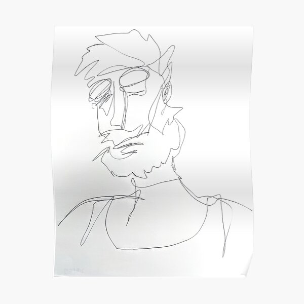 "Continuous Line Drawing - Guy Freaking Out" Poster for Sale by arfff ...