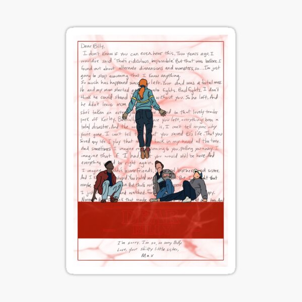 "Stranger Things Season 4: DEAR BILLY" Sticker for Sale by ...