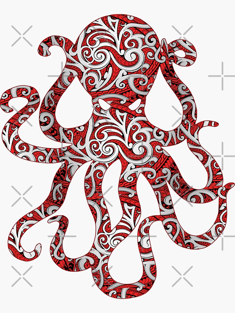 "Polynesian Tatau Tribal Octopus Pattern" Sticker for Sale by aokshirts ...