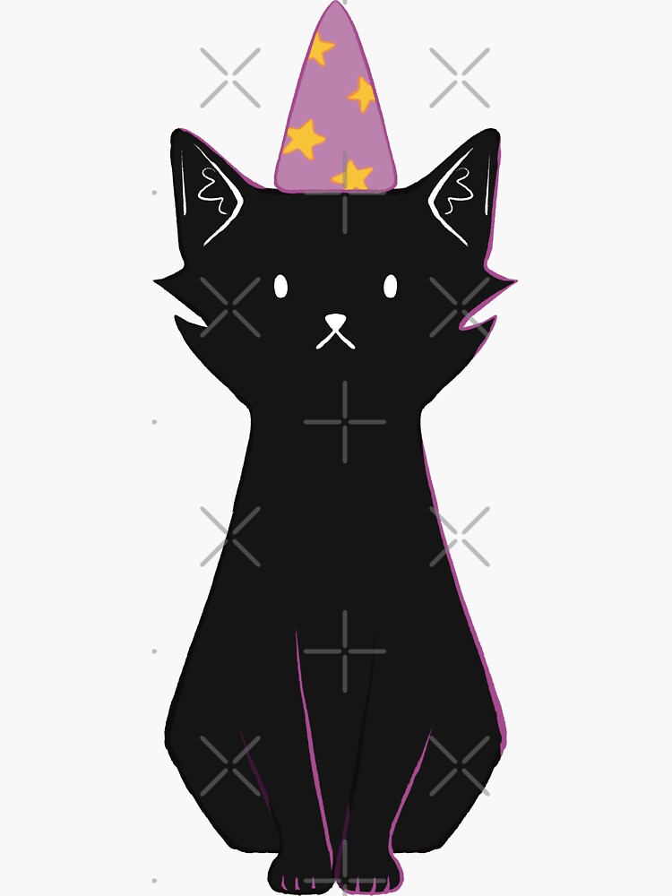 "black cat with purple wizard hat" Sticker for Sale by sunfloras ...