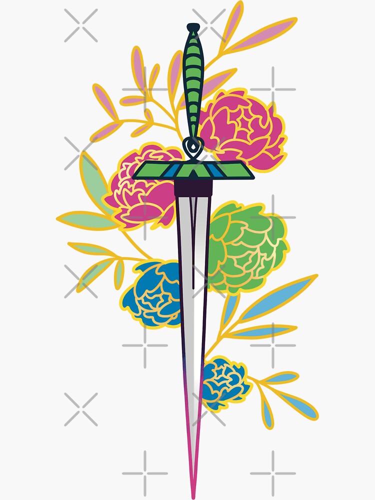 "gilded floral polysexual sword • subtle pride flag" Sticker for Sale ...