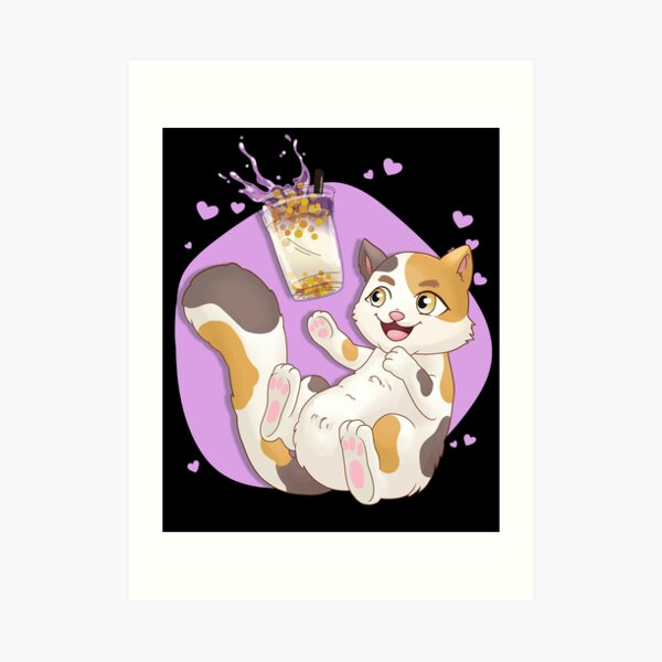"Bubble Tea Calico Cat Kawaii Boba Neko Anime" Art Print for Sale by ...