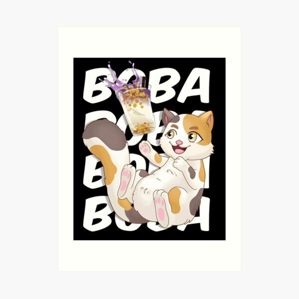 "Bubble Tea Calico Cat Kawaii Boba Neko Anime" Art Print for Sale by ...