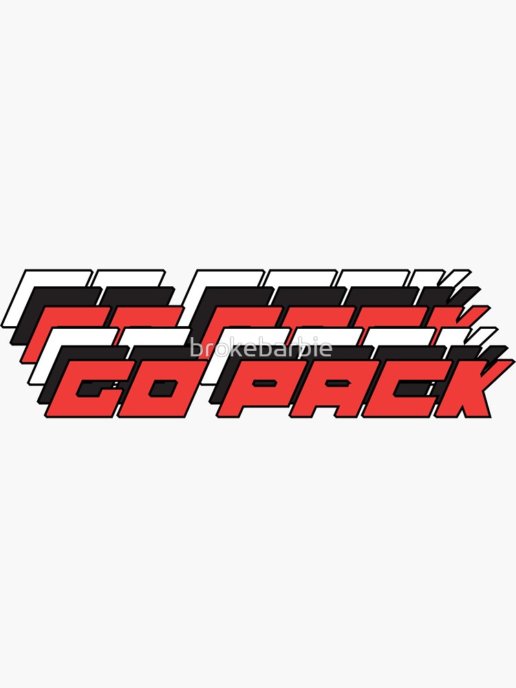 ""Go Pack" Stacked Repeating Font" Sticker for Sale by brokebarbie ...