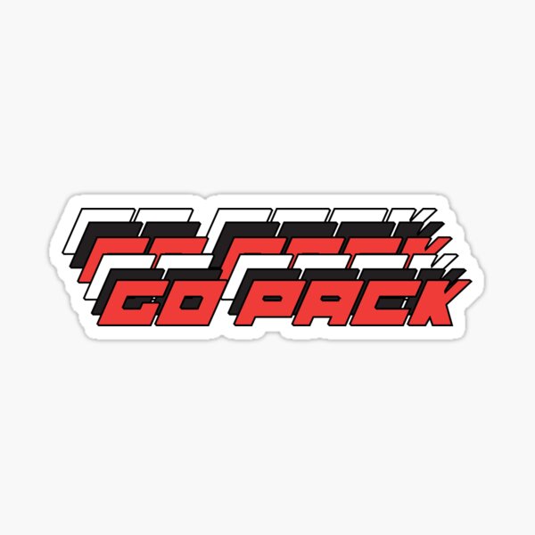 ""Go Pack" Stacked Repeating Font" Sticker for Sale by brokebarbie ...