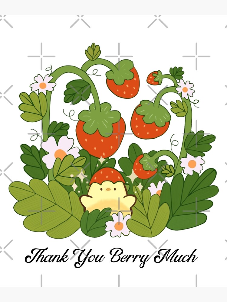 Lámina fotográfica «muchas gracias baya | pollito y fresa» de Kawaii ...