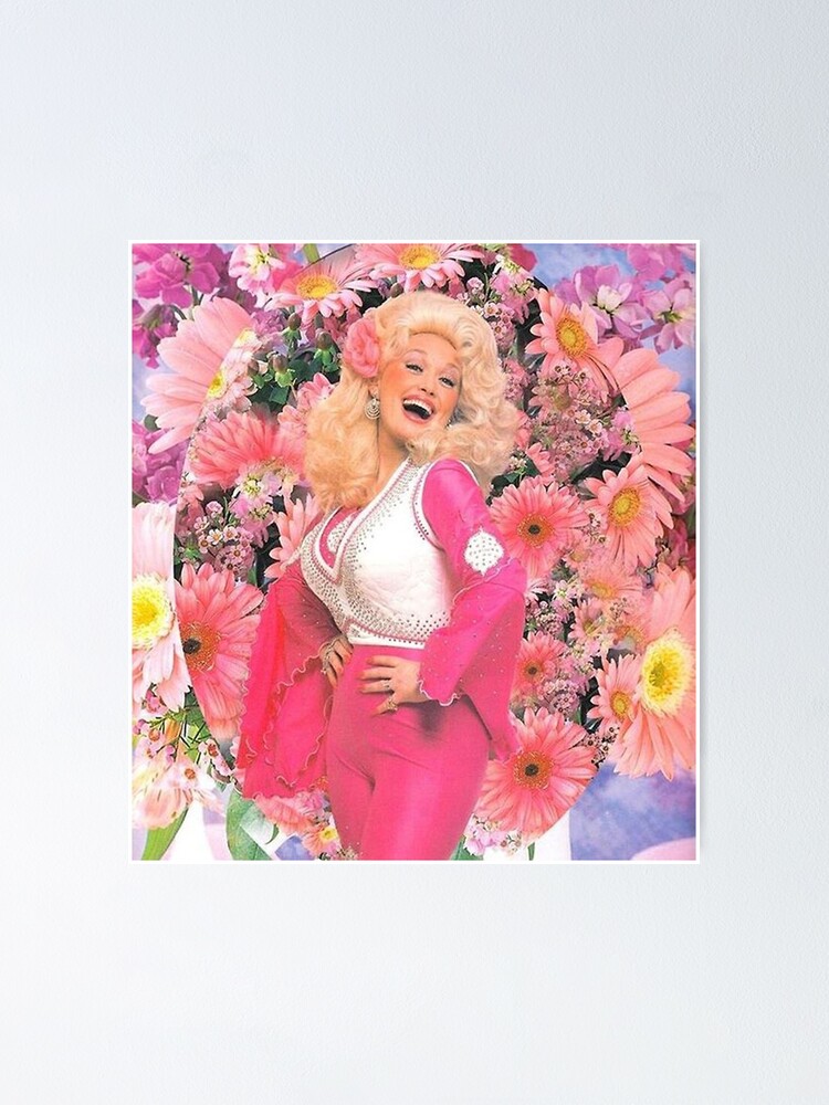 "Dolly Parton Pink Flower Poster" Poster for Sale by williamjean ...