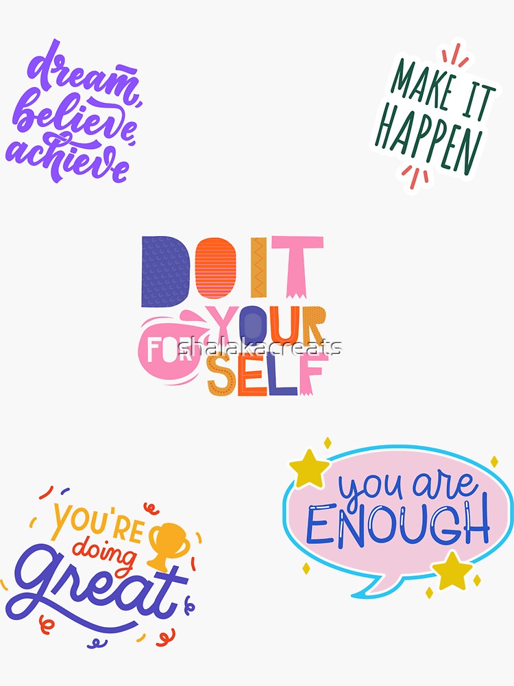 " Motivational quote sticker pack - Inspirational - Happiness" Sticker ...