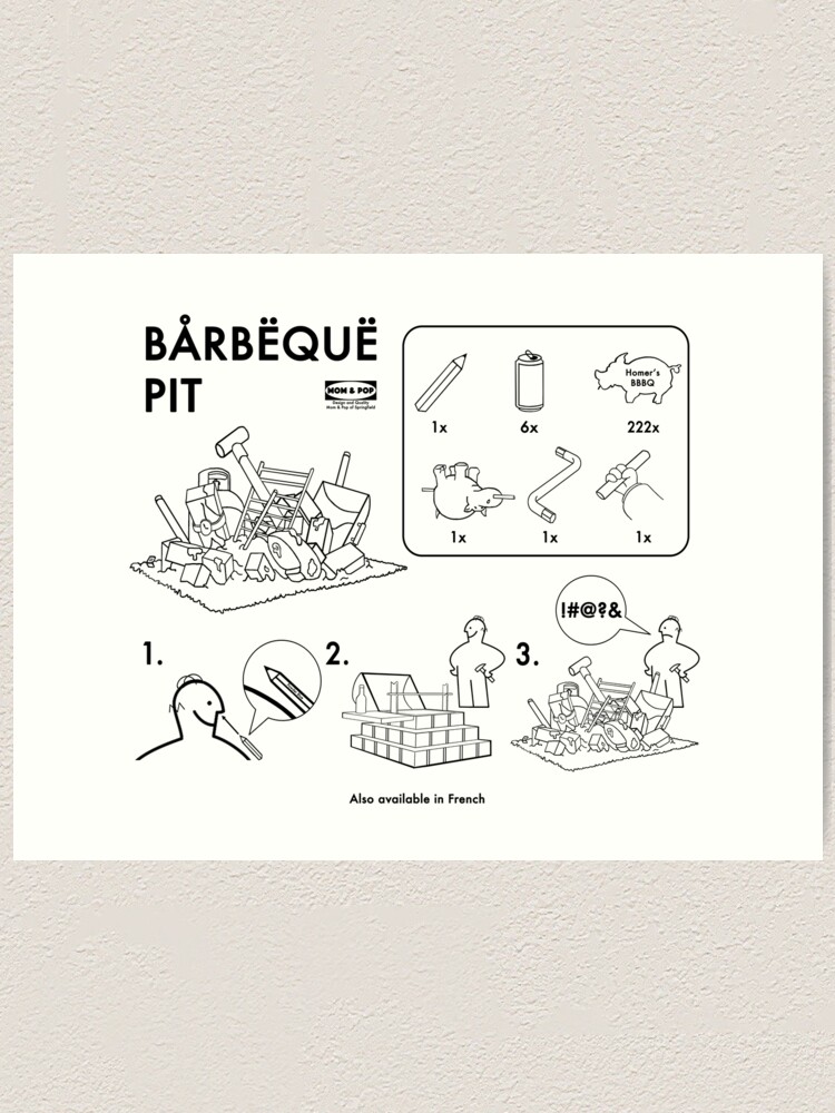 "BBBQ Pit - Simpsons Ikea Instructions" Art Print for Sale by ...
