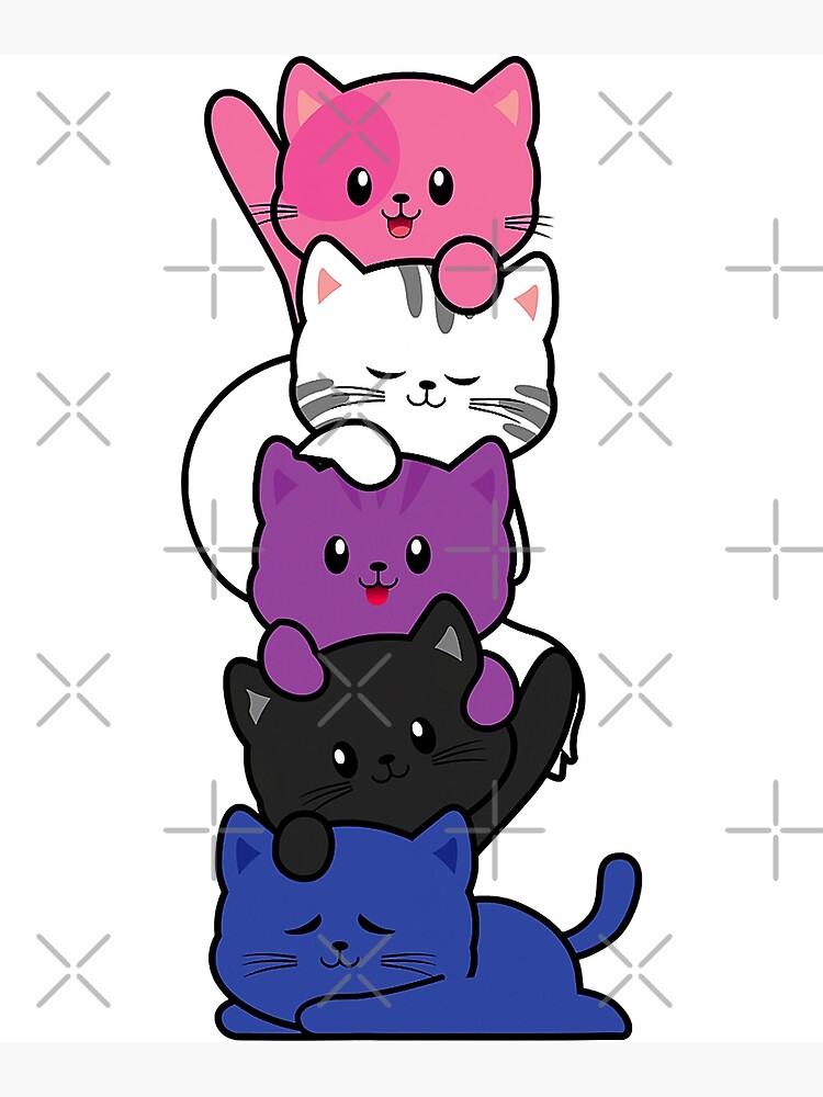 Genderfluid Kawaii Cat Lgbtq Gender Fluid Pride Flag Kittens Poster