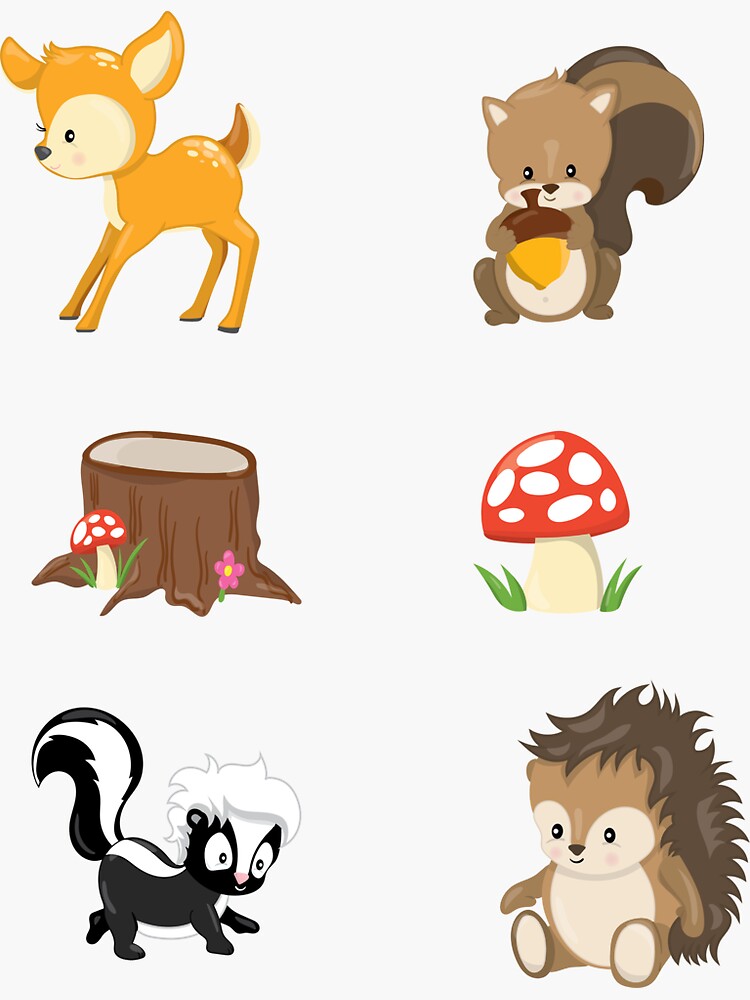 "Woodland Creatures Stickers" Sticker by patdoodles | Redbubble