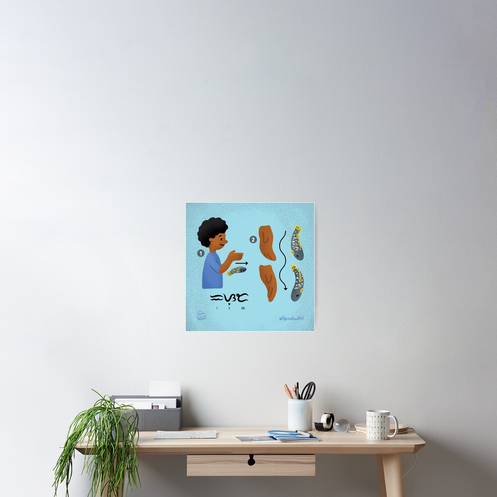 filipino-sign-language-for-fish-or-isda-with-baybayin-poster-for-sale