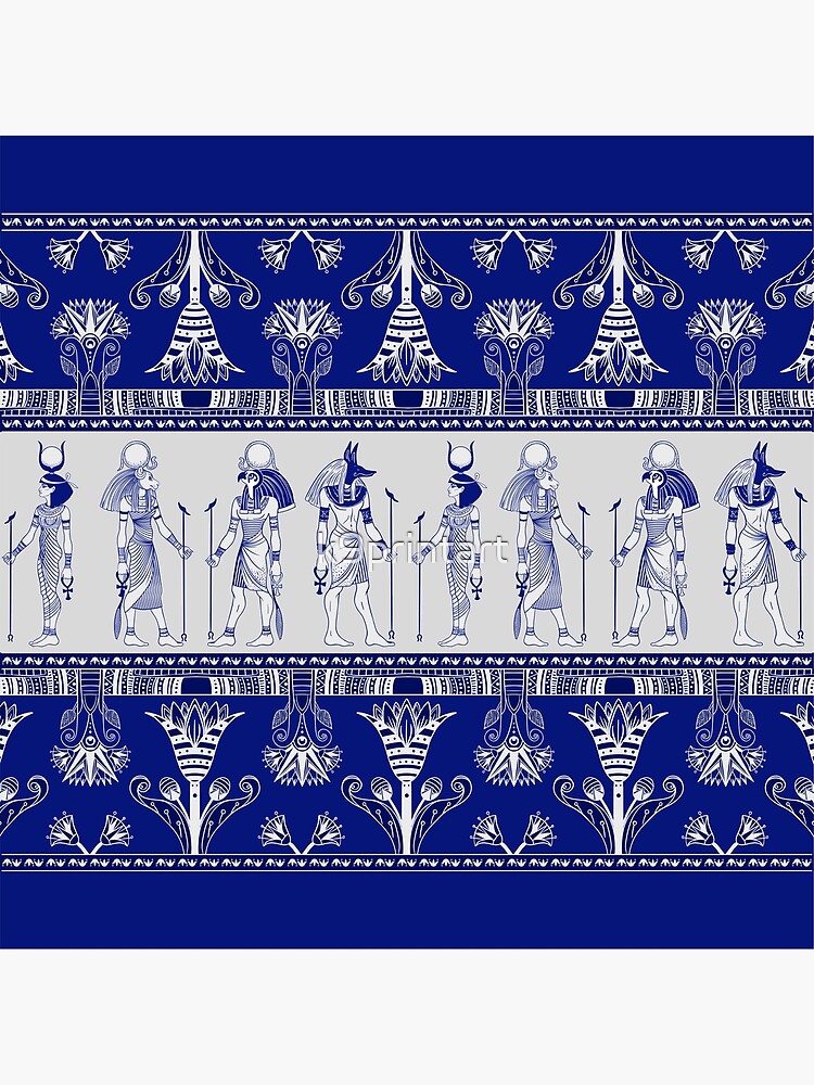 "Egyptian Gods and Ornamental border - blue and grey" Poster for Sale ...