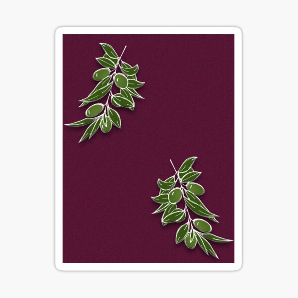 "Olives version 2 on burgundy" Sticker for Sale by TerenceLacey | Redbubble