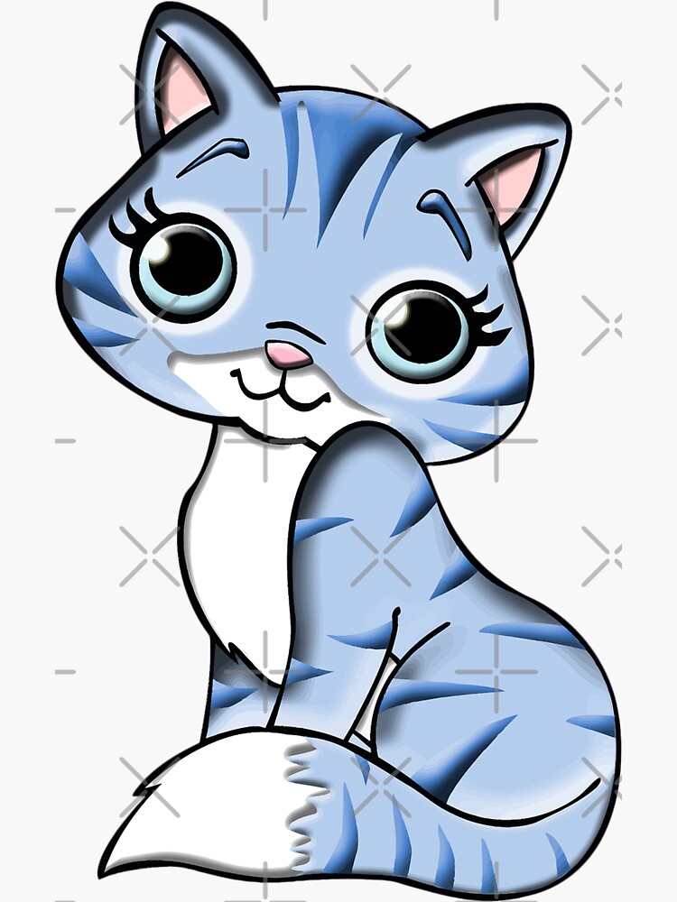 "cute blue cat." Sticker for Sale by ROSI-STORE | Redbubble