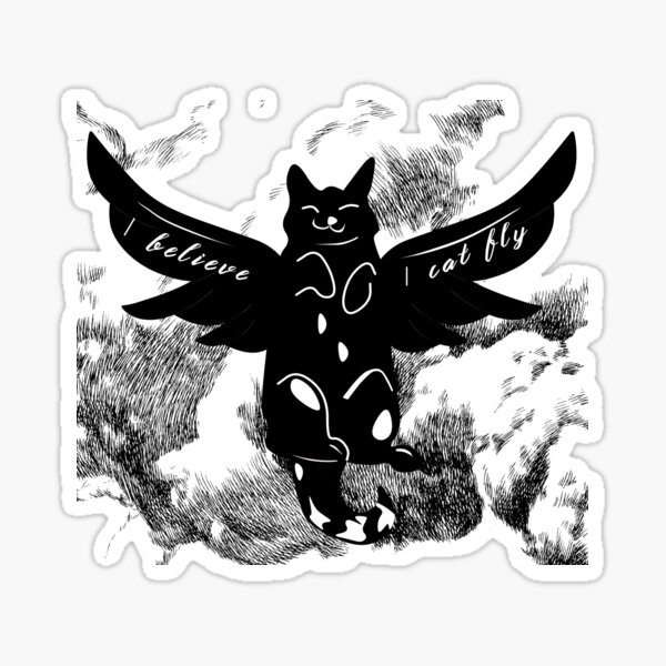 "I believe I cat fly - Black flying cat" Sticker for Sale by ...