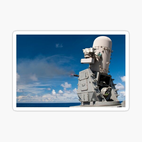 "A Phalanx close-in weapons system is fired aboard USS Cowpens ...
