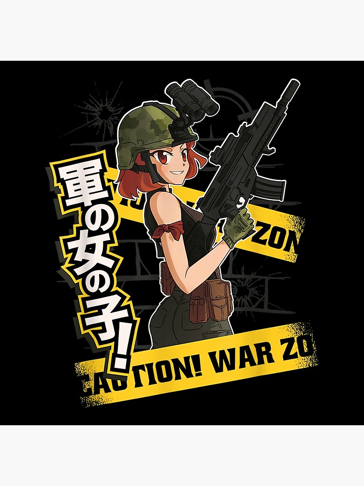 "Cute Anime Military Girl With Huge Gun War Zone" Art Print for Sale by ...