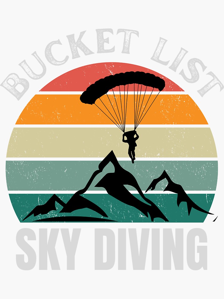 "Bucket List Sky Diving Vintage Skydiver Skydiving Parachute" Sticker for Sale by hassan-tee ...