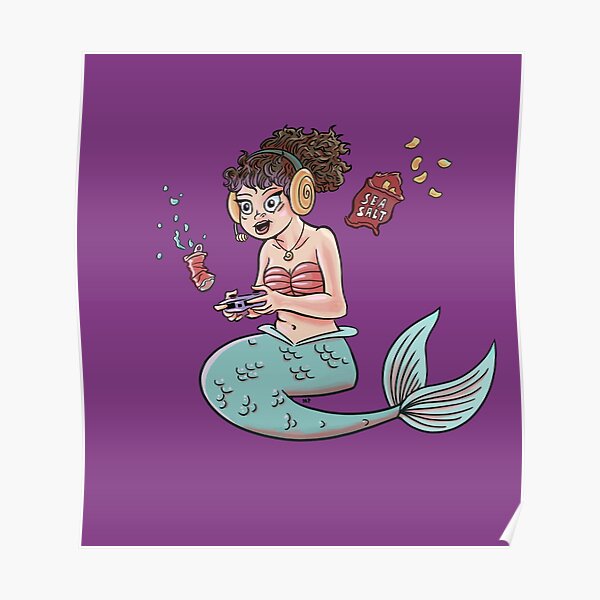 "Gamer Mermaid" Poster for Sale by VanillaMichael | Redbubble