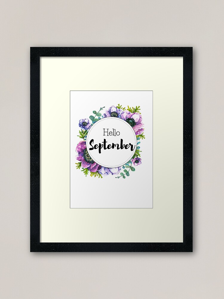 "Hello September - monthly cover for planners, bullet journals" Framed ...