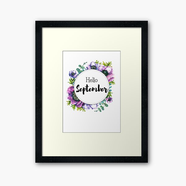 "Hello September - monthly cover for planners, bullet journals" Framed ...