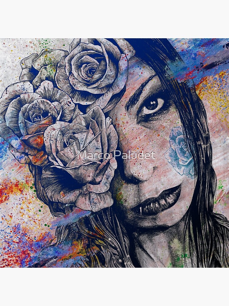 "Of Blue Suffering (gothic lady with roses tattoo)" Poster by kiss-my ...