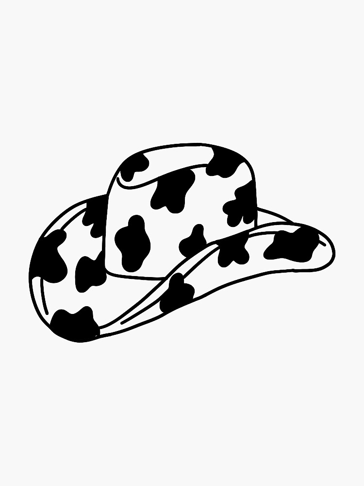 "Cow Print Cowboy Hat" Sticker for Sale by stardustbylexi | Redbubble