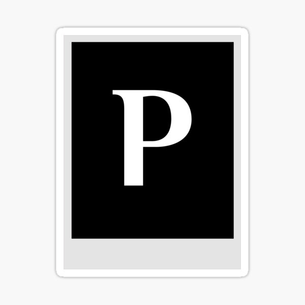 " Letter P Alphabet white text on black background , Framed" Sticker ...