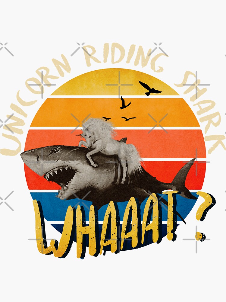 "Unicorn Riding Shark Vintage" Sticker for Sale by 5thseason-shop ...