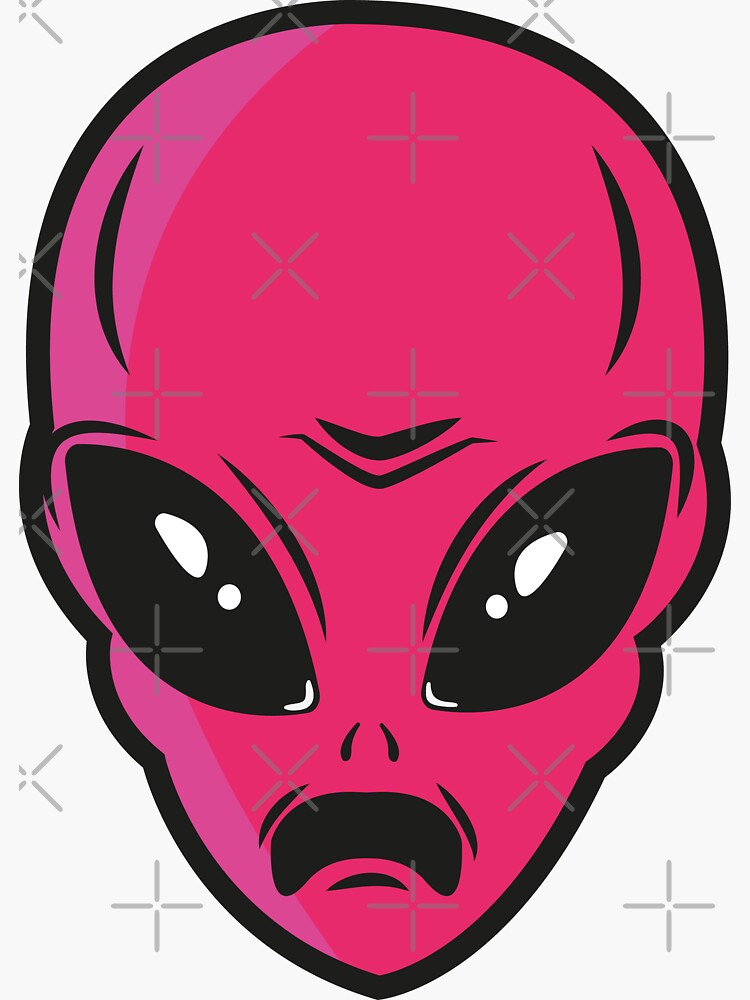 "Alien head Pink" Sticker for Sale by BiGiK | Redbubble