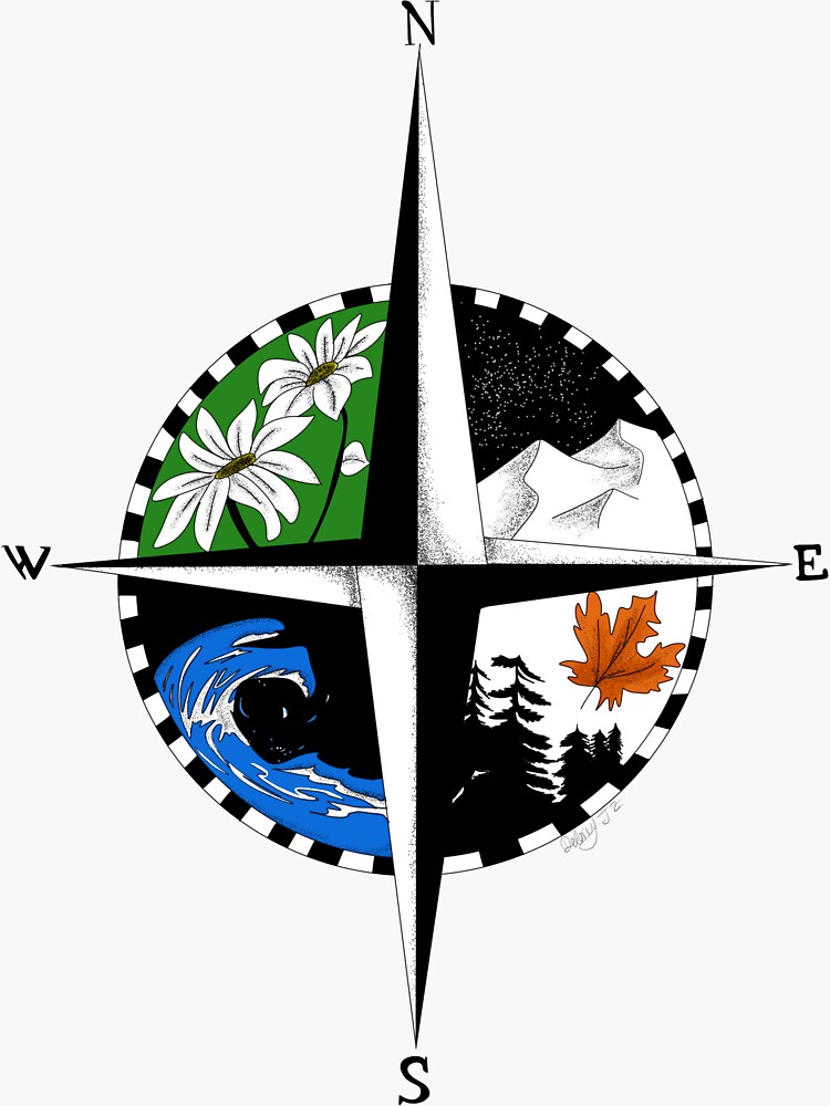 "Seasons Compass" Sticker for Sale by delaneyjz | Redbubble