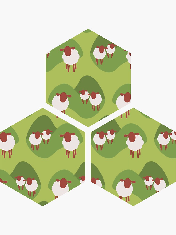 "Sheep Hex Trio" Sticker for Sale by artandboardgame | Redbubble