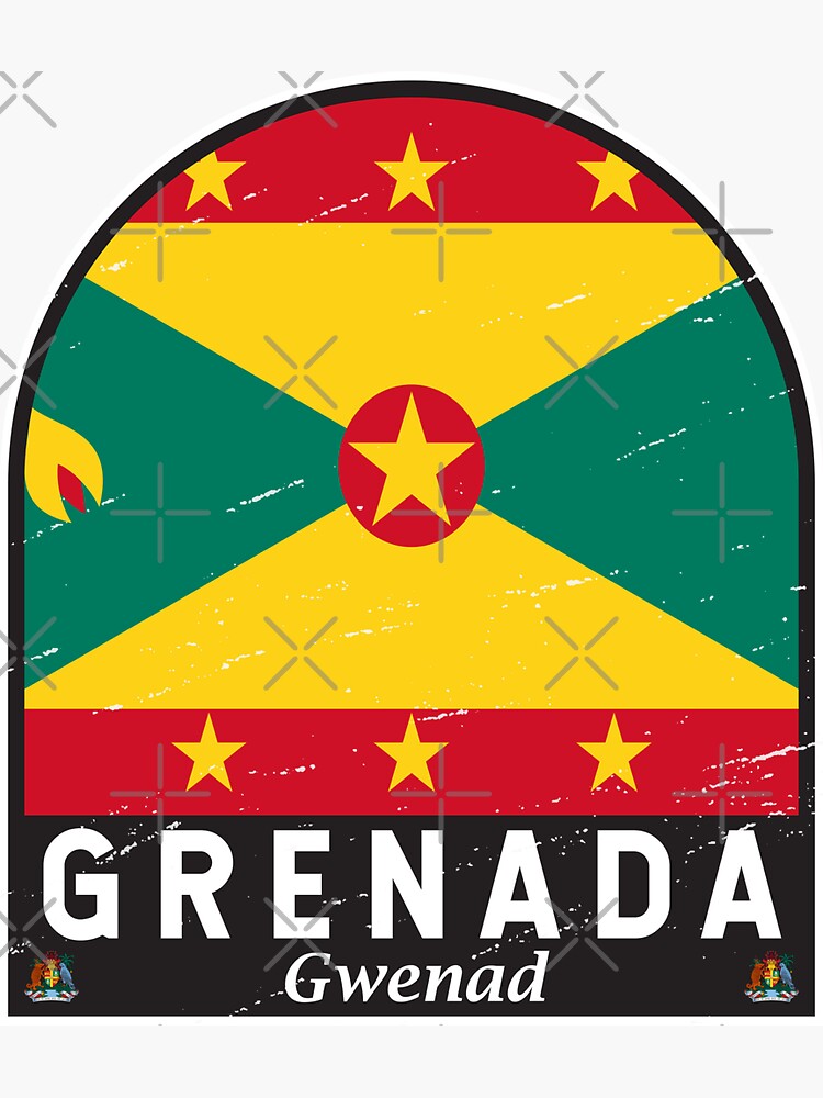 "Grenada Flag Emblem Distressed Vintage" Sticker for Sale by ...