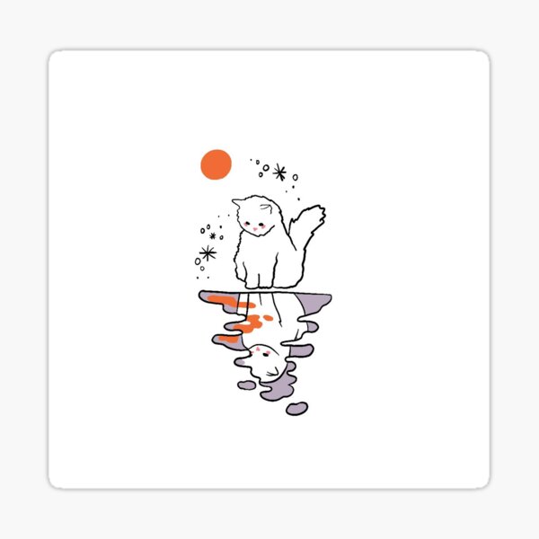 "Cat looking into puddle" Sticker for Sale by Crazyglitch | Redbubble